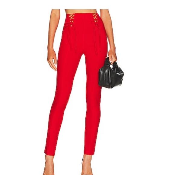 NBD | Pants & Jumpsuits | Nbd Revolve Alessia Red Stretch Pants Lace Up ...